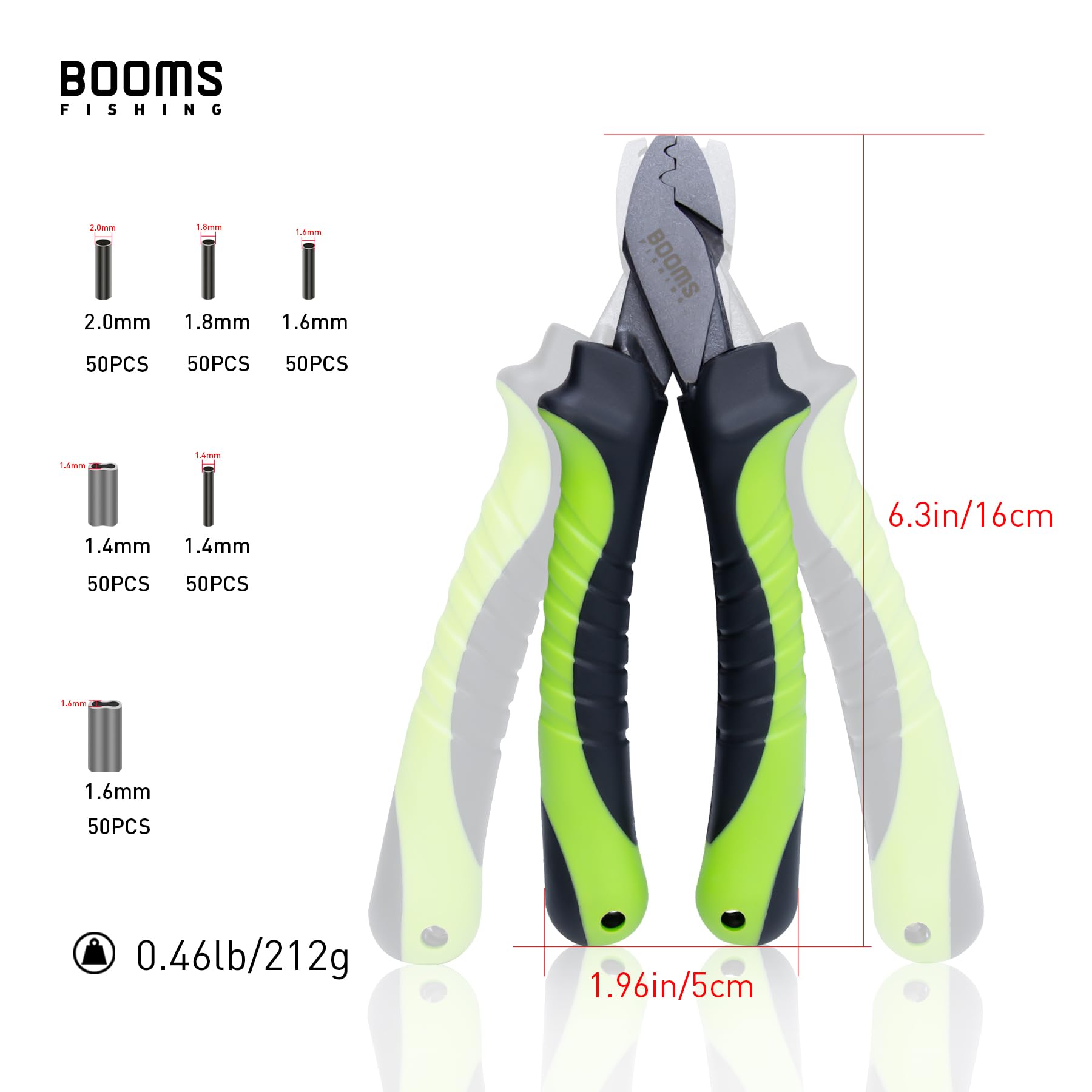 Booms Fishing CP2 Crimping Tool for Single-Barrel Sleeves – Green (300 ...