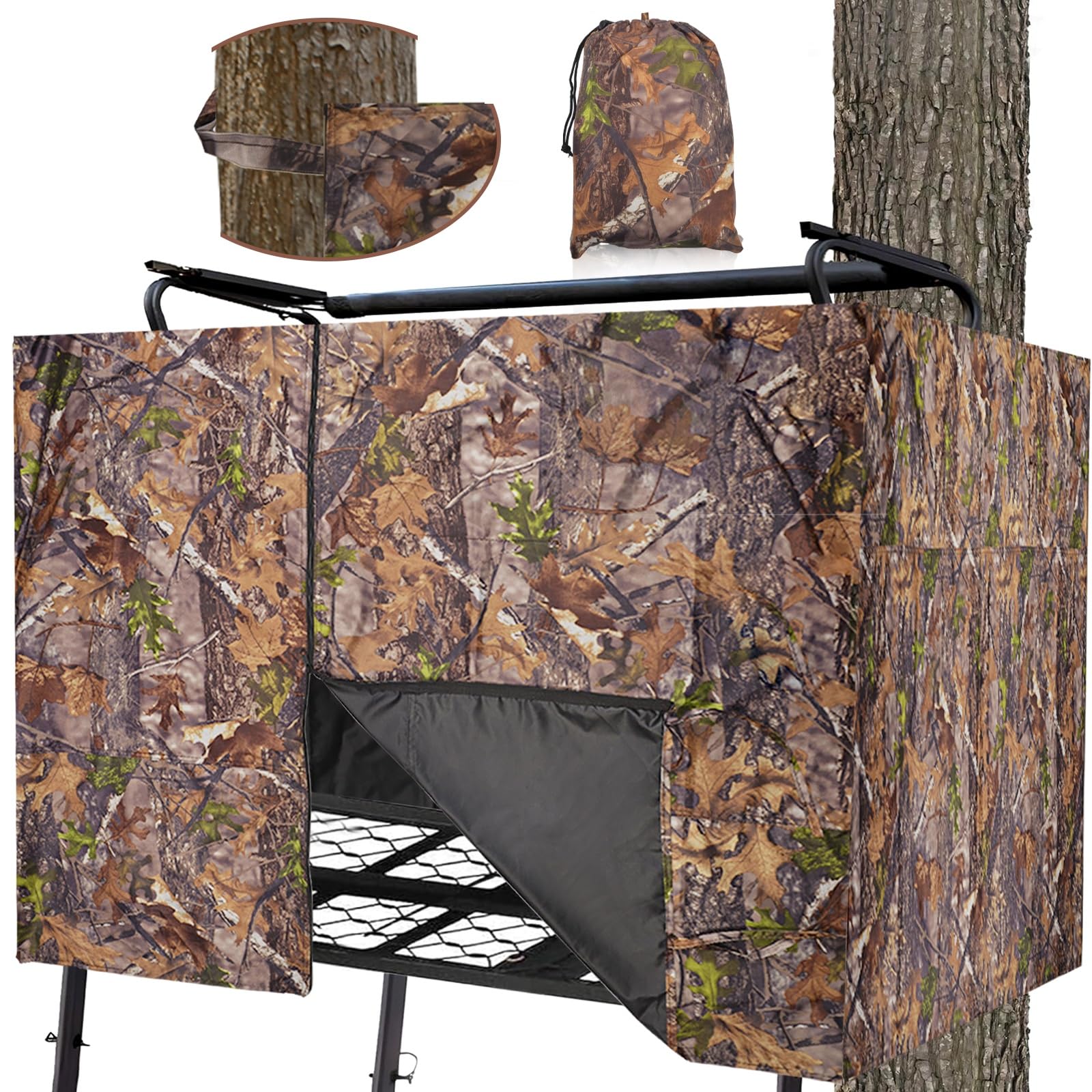 ChezMax Hunting Tree Stand Blind — 112" x 40" Cover for 2-3 Hunters on ...