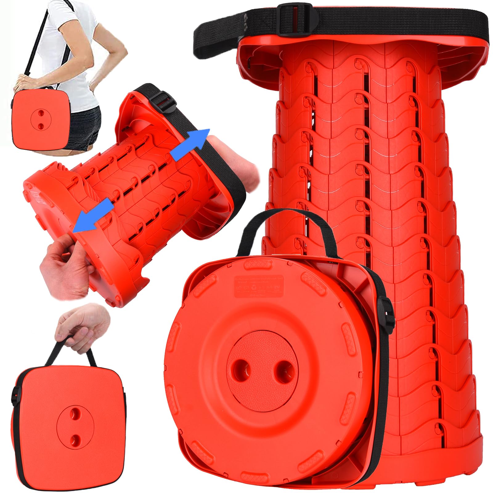Fishboy Upgraded Square Collapsible Stool — 400lb Capacity, Portable ...